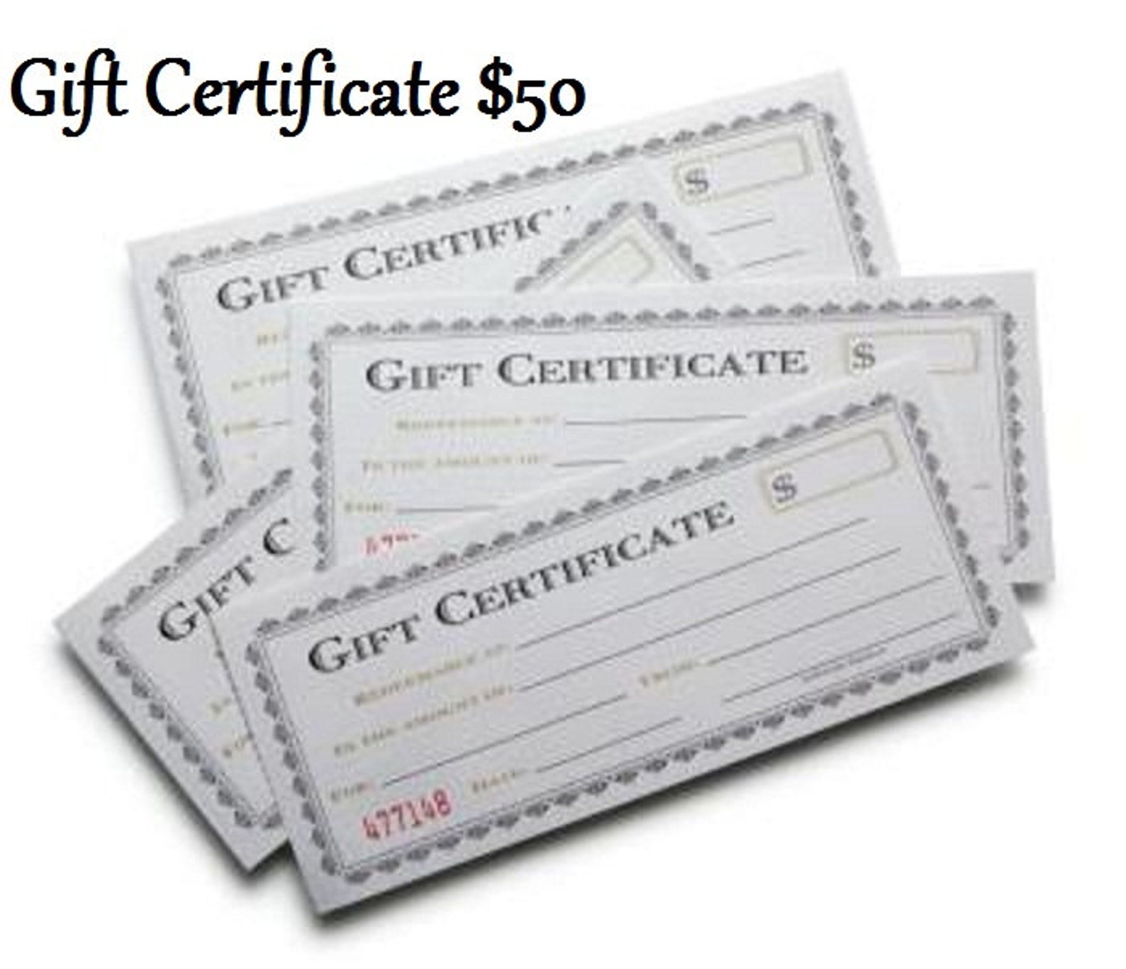 GIFT CERTIFICATE - 50 Dollars Credit Value Redeemable at Both/either of ...
