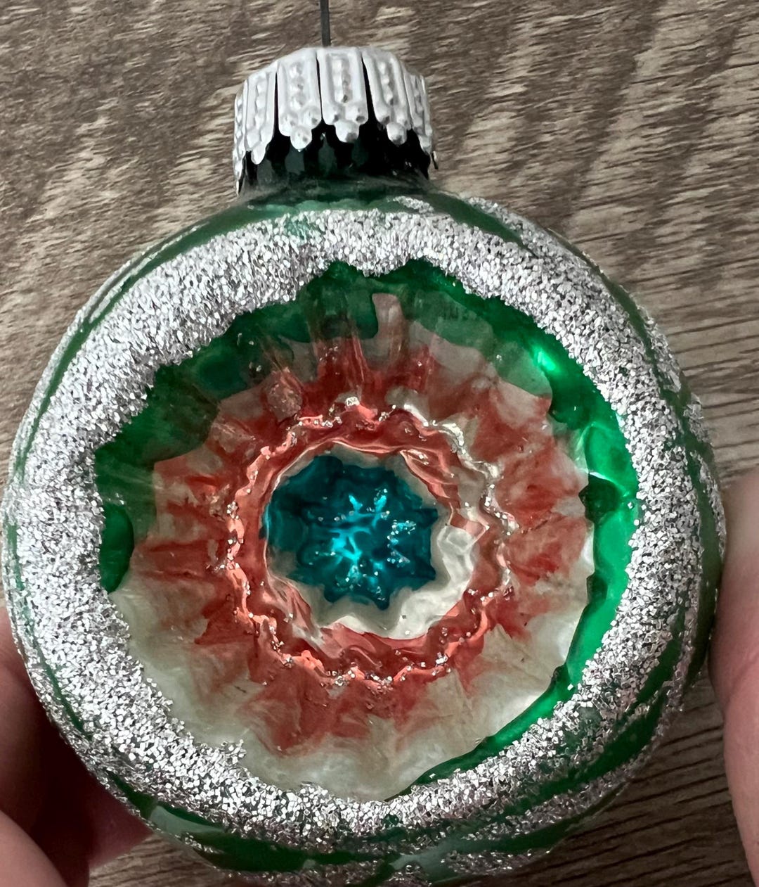 Vintage West Germany Indent Reflector Glass Ornament – Green Mica - Etsy