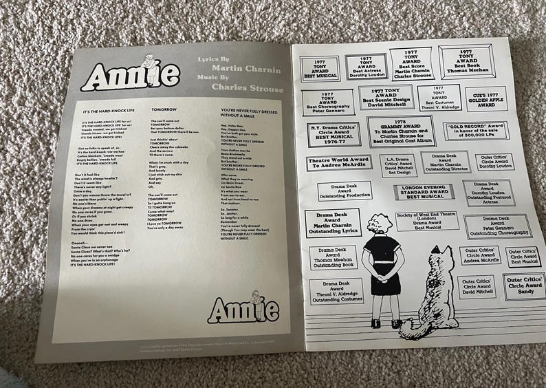 1977 Annie the Musical Program Anniversary Edition Martin Charnin ...