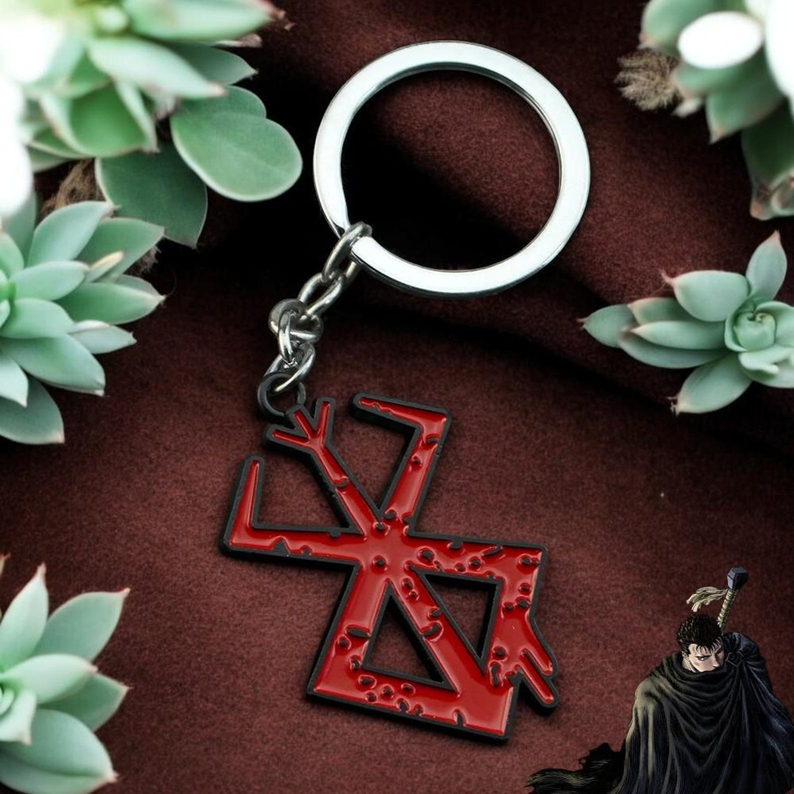 Bersek Anime Red Logo Keychain | Guts Brand of Sacrifce Pendant ...