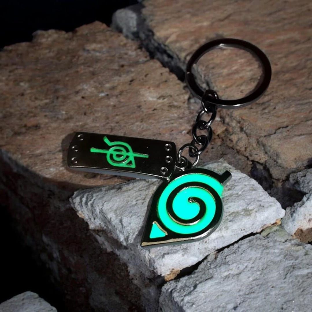Glow in the Dark Naruto Keychain | Uzumaki Konoha Logo | Luminous Anime ...