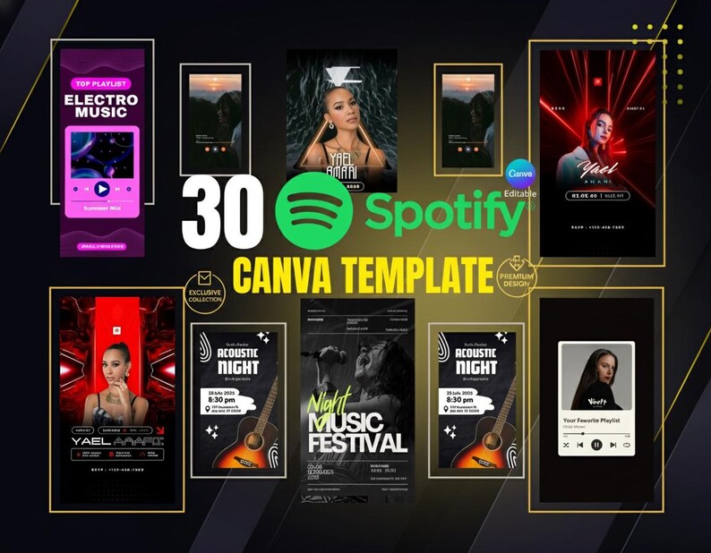 30 Spotify Music Post Canva Templates | Instagram & Tiktok Story Kit ...