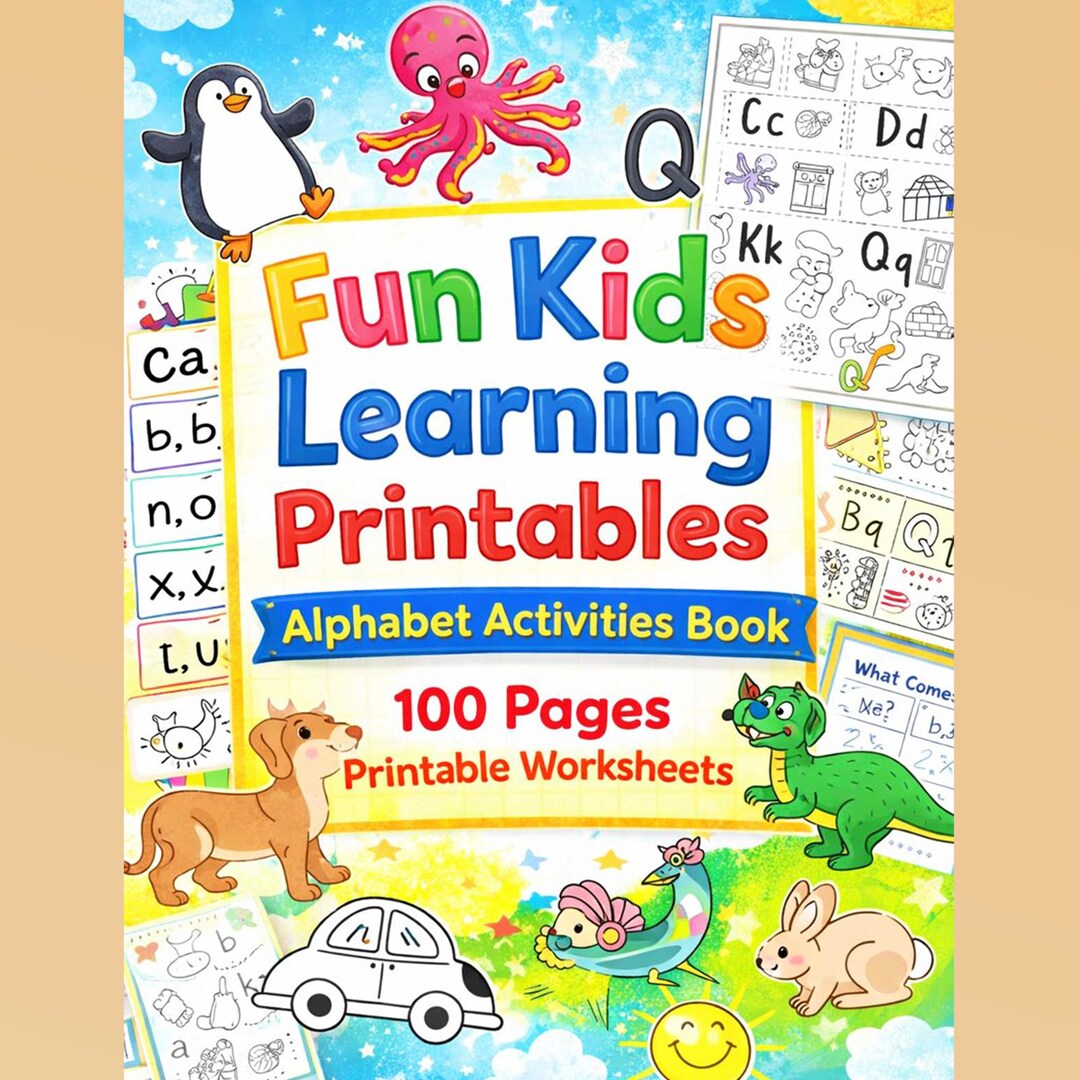 Fun Kids Learning Printable Alphabet Activities Book | 100 Pages ...