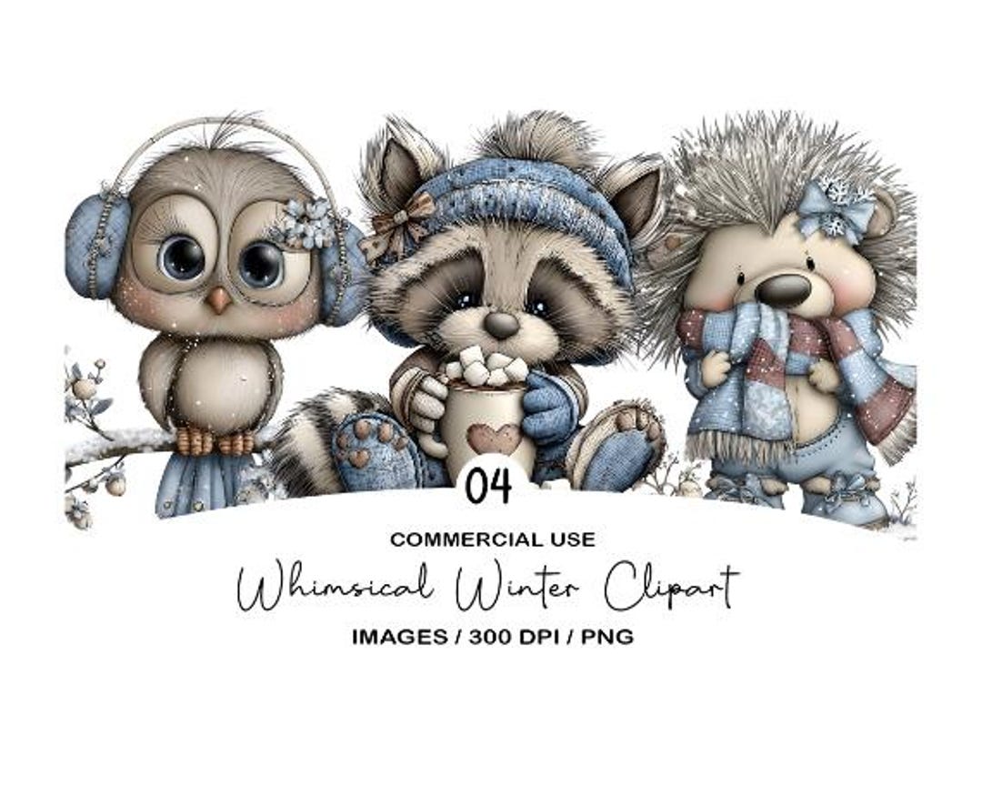 Whimsical Winter Clipart | Christmas PNG Set | Festive Holiday ...