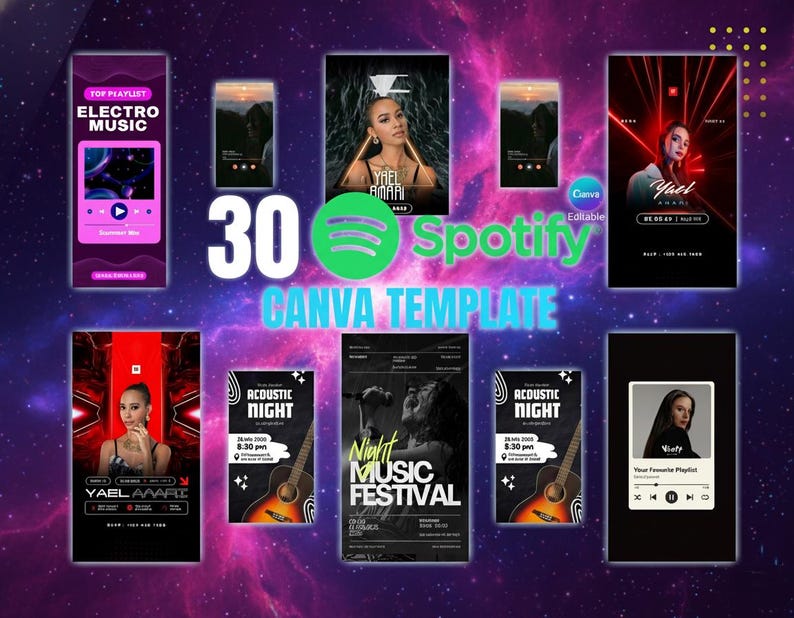 Spotify Wrapped 2025 Canva Templates | 30 Editable Instagram & Tiktok ...