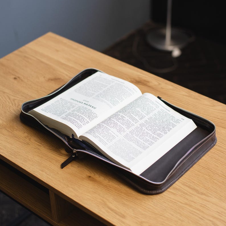 Leather Bible Case With Zipper, Personalized Bible Case, Bible Cover ...