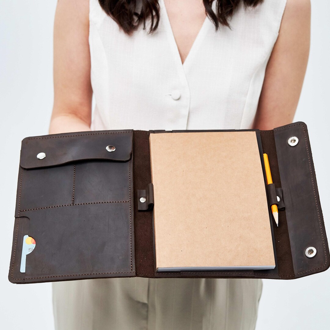 Refillable Leather Notebook Cover, Leather Notebook Case, Personalized ...