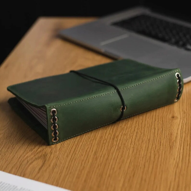 Monogrammed Leather Notebook Cover, Leather Bound Notebook, Travel ...