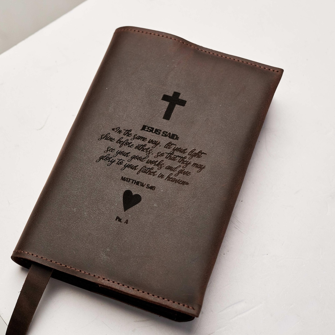 Leather Bible Cover With Name, Personalized Bible Sleeve, Monogrammed ...