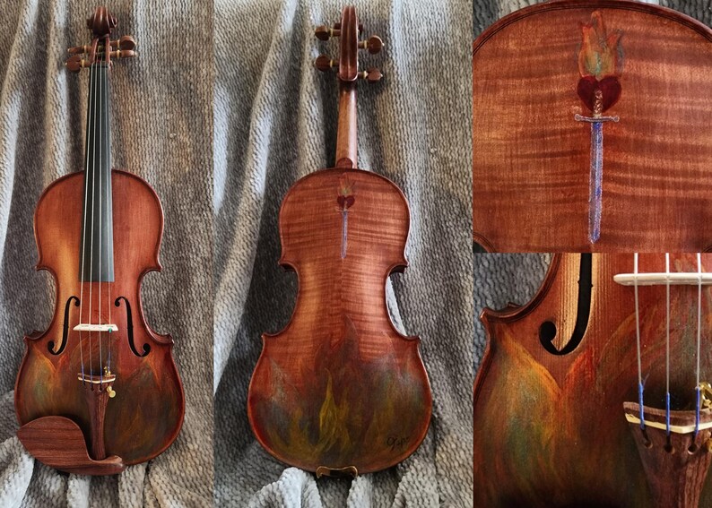 Flames and Sword Violin 4/4 Adult Instrument - Etsy