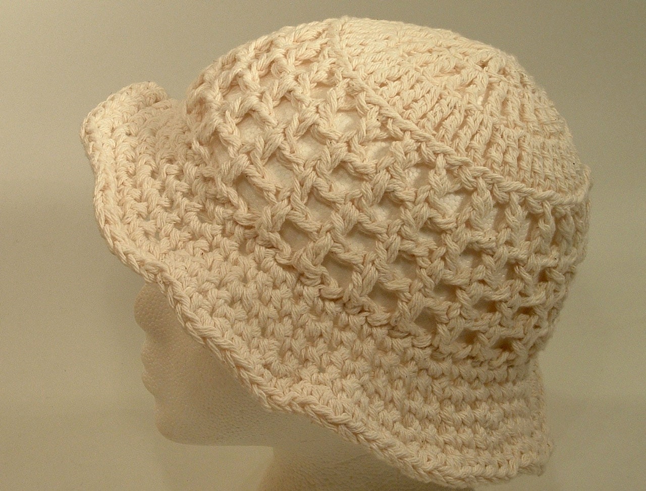 Womens String Hat Cotton Bucket Mesh Summer Sun Brim Ecru Cap Free Ship ...