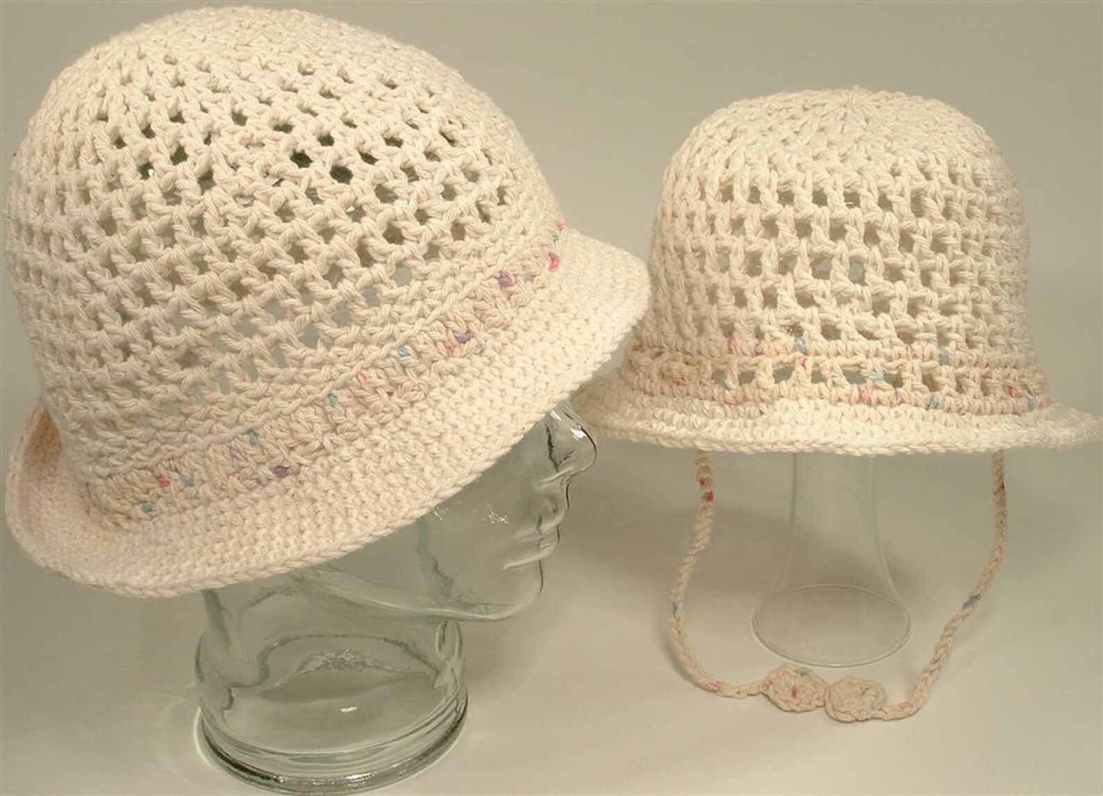 Womens String Hat Cotton Bucket Mesh Summer Sun Brim Ecru Cap Free Ship ...