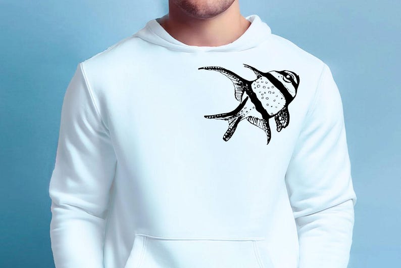 Tropical Fish Vector Set. for Print or Design. Hand Drawn Black and ...