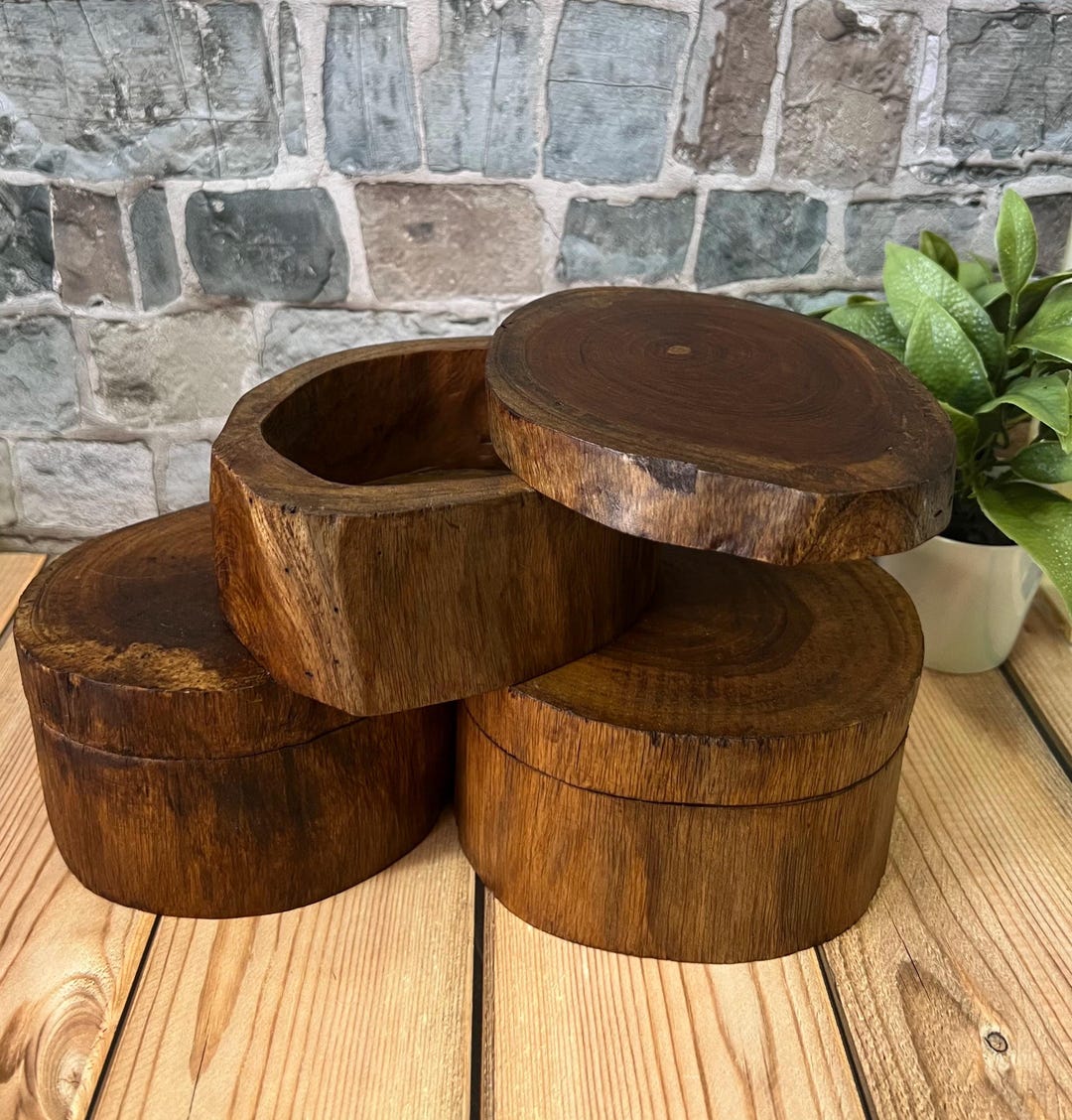 Wood/trunk Trinket Boxes W/swivel Tops - Etsy