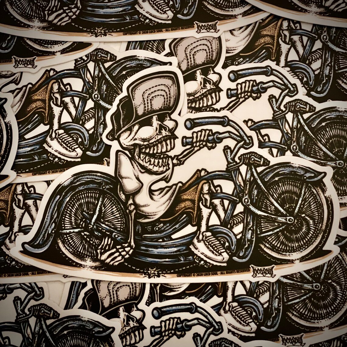 Riding Low Sticker, Lowrider Bike, Skeleton Riding Beach Cruiser - Etsy