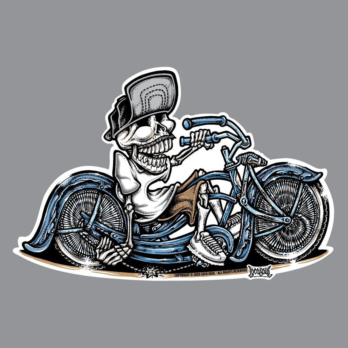 Riding Low Sticker, Lowrider Bike, Skeleton Riding Beach Cruiser - Etsy