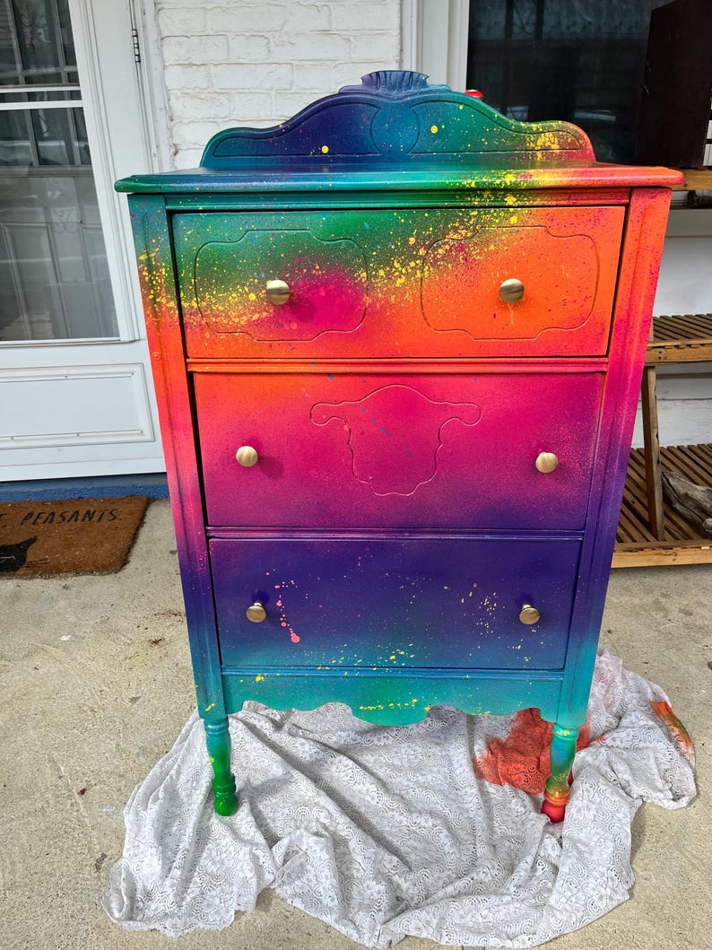 Rainbow Chest of Drawers - Etsy