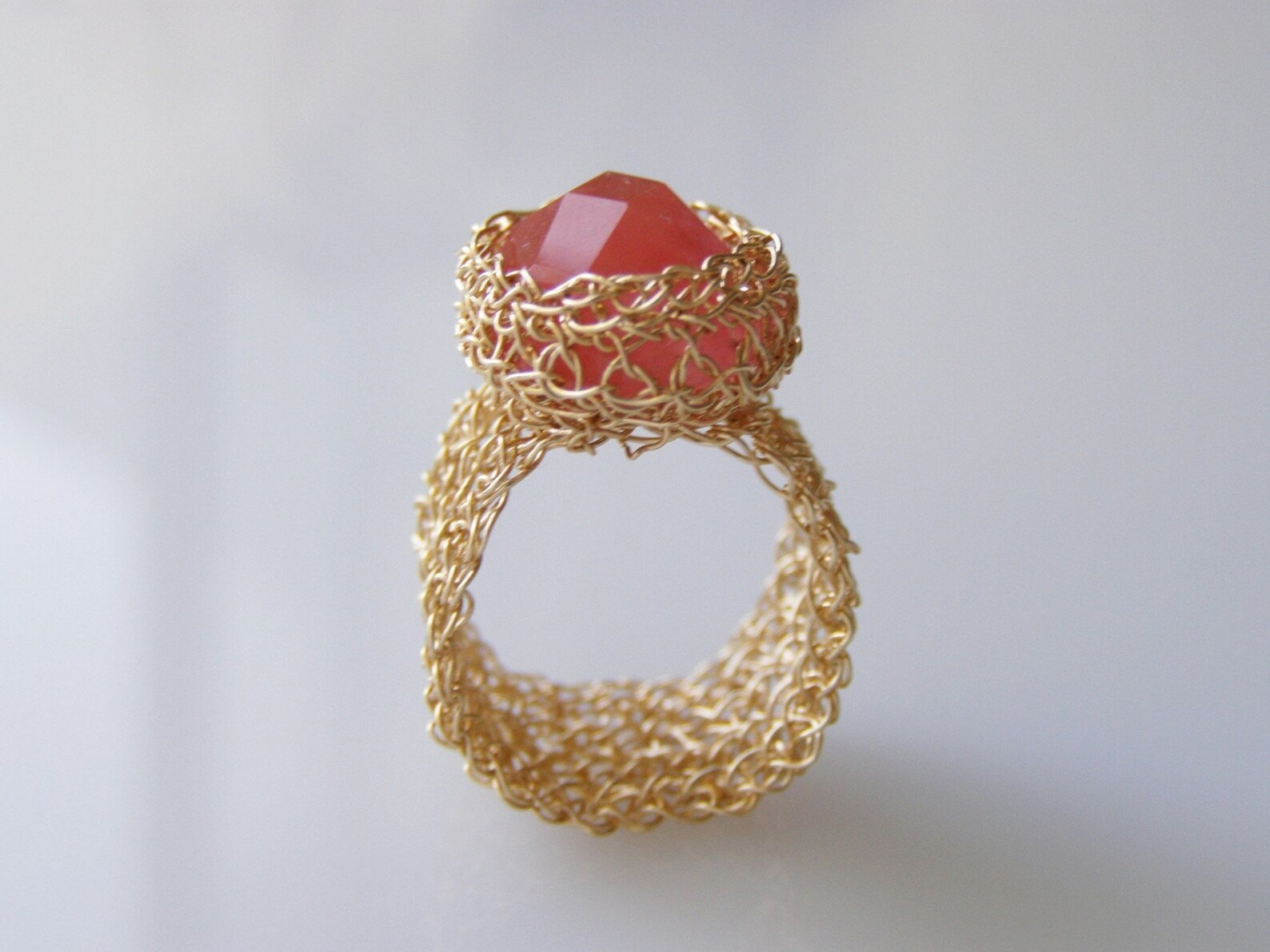 Cherry Quartz Ring, Cocktail Ring, Red Gold Ring, Red Gemstone Ring ...