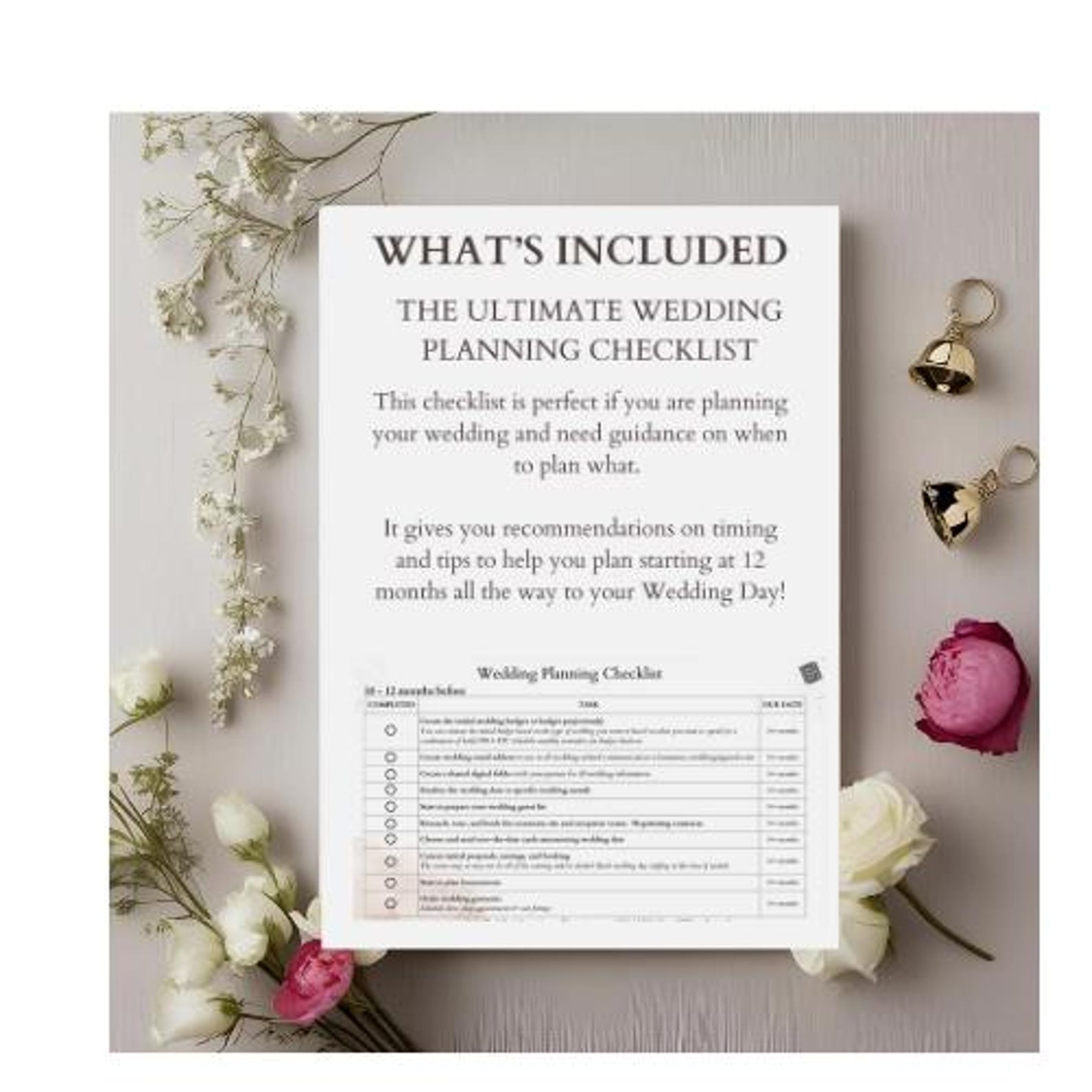 Ultimate Wedding Planning Checklist - 12+ Month Planner | Printable PDF ...