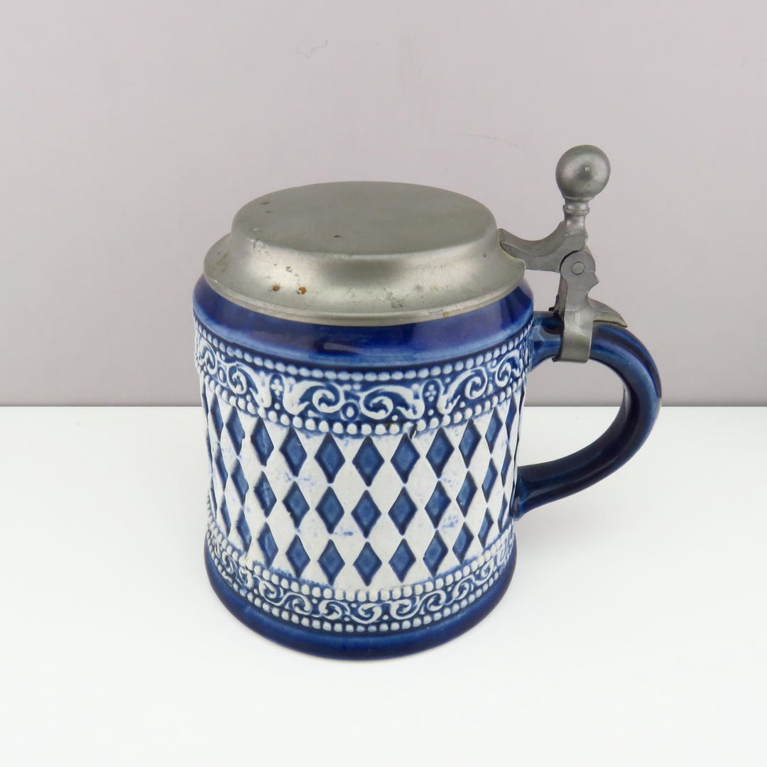 Vintage German Beer Stein Marzi Remy With Diamond Pattern - Mug With ...