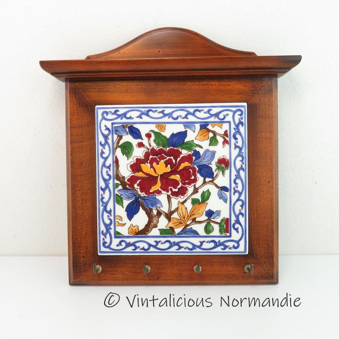 Vintage French GIEN Tile Key Holder: Decor PEONY, Wall Rack, 1970s - Etsy