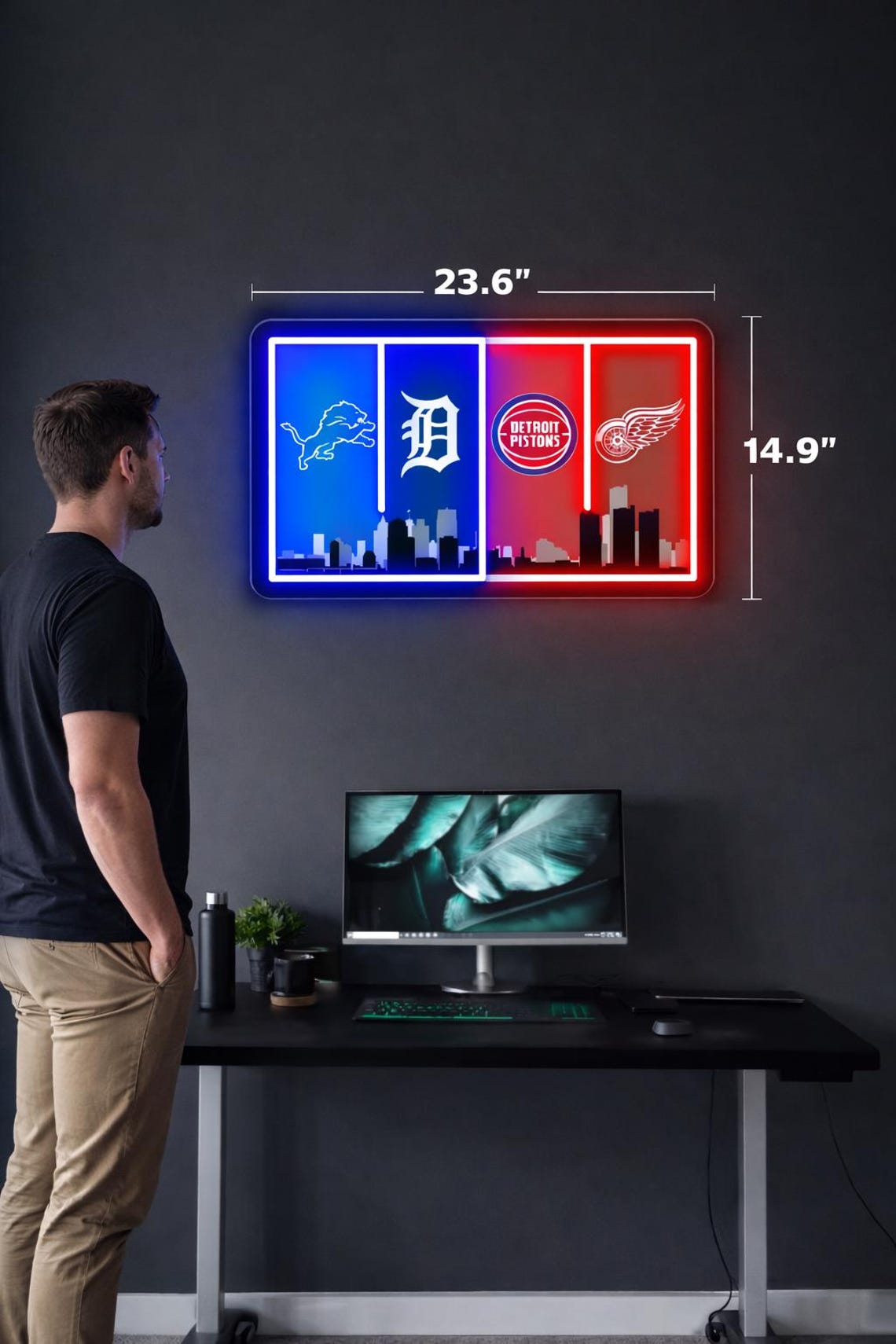 Custom Detroit Sports LED Wall Sign – All Detroit Teams Lighted Decor ...