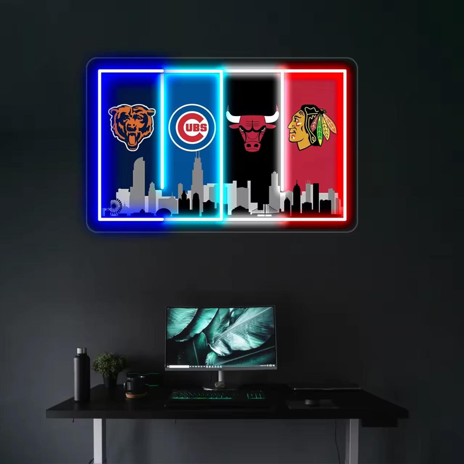 UPDATED With NEW Logo BACKLIGHTING- Custom Detroit Sports Led Wall Sign ...