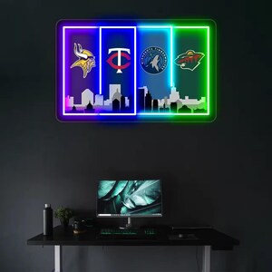 UPDATED With NEW Logo BACKLIGHTING- Custom Detroit Sports Led Wall Sign ...