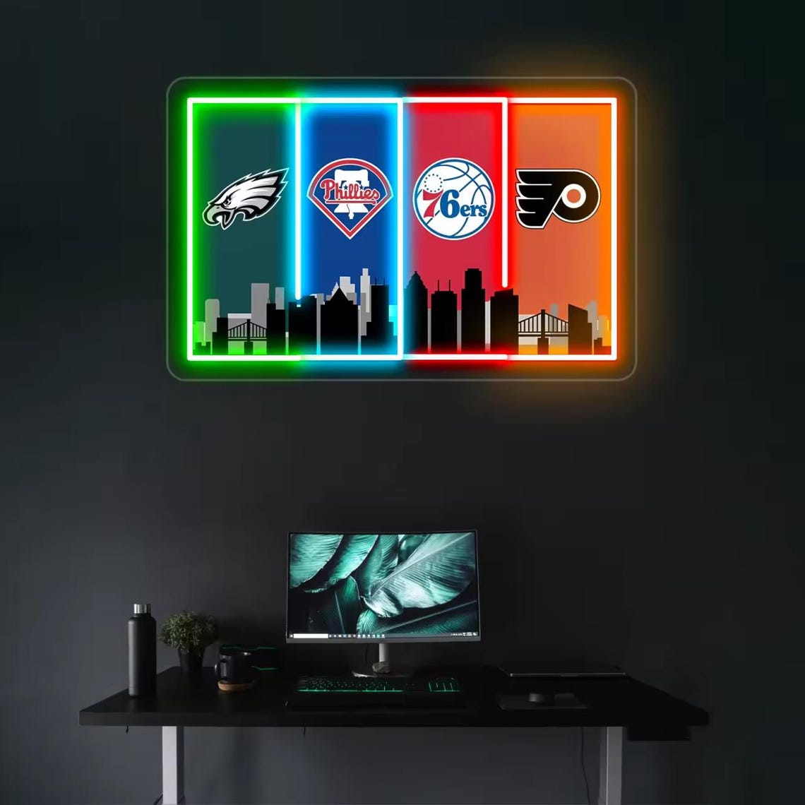 UPDATED With NEW Logo BACKLIGHTING- Custom Detroit Sports Led Wall Sign ...