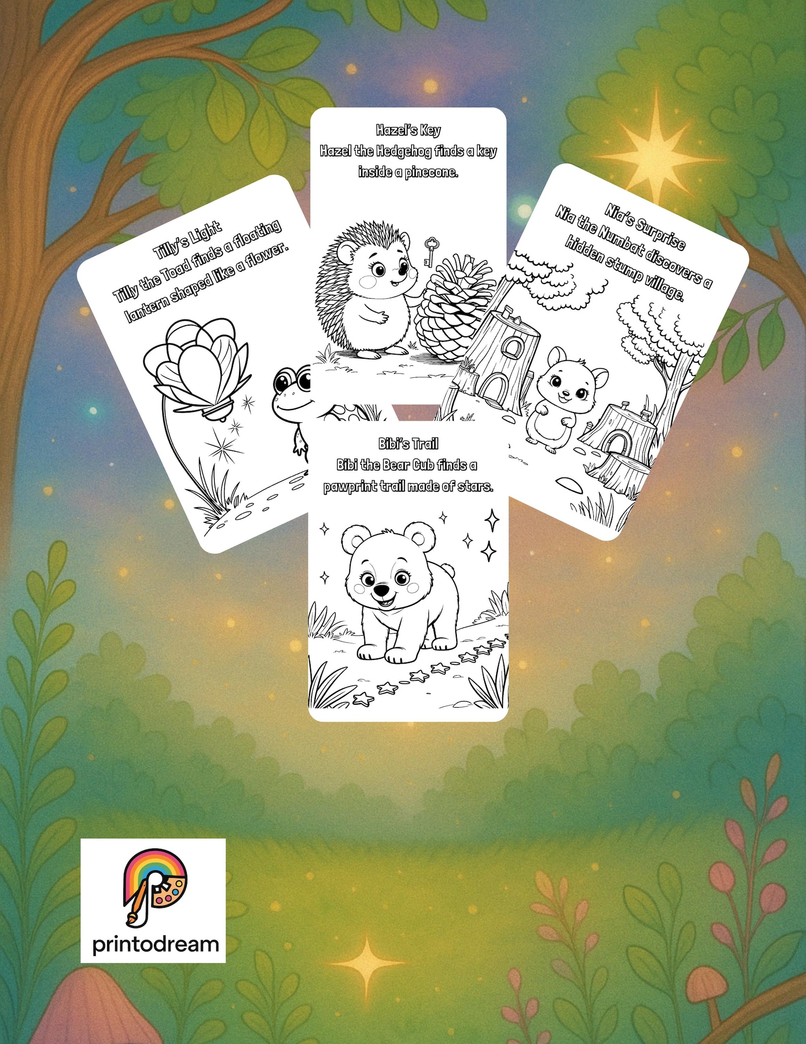 Printable Animal Coloring Book, Forest Creatures, Digital Download ...