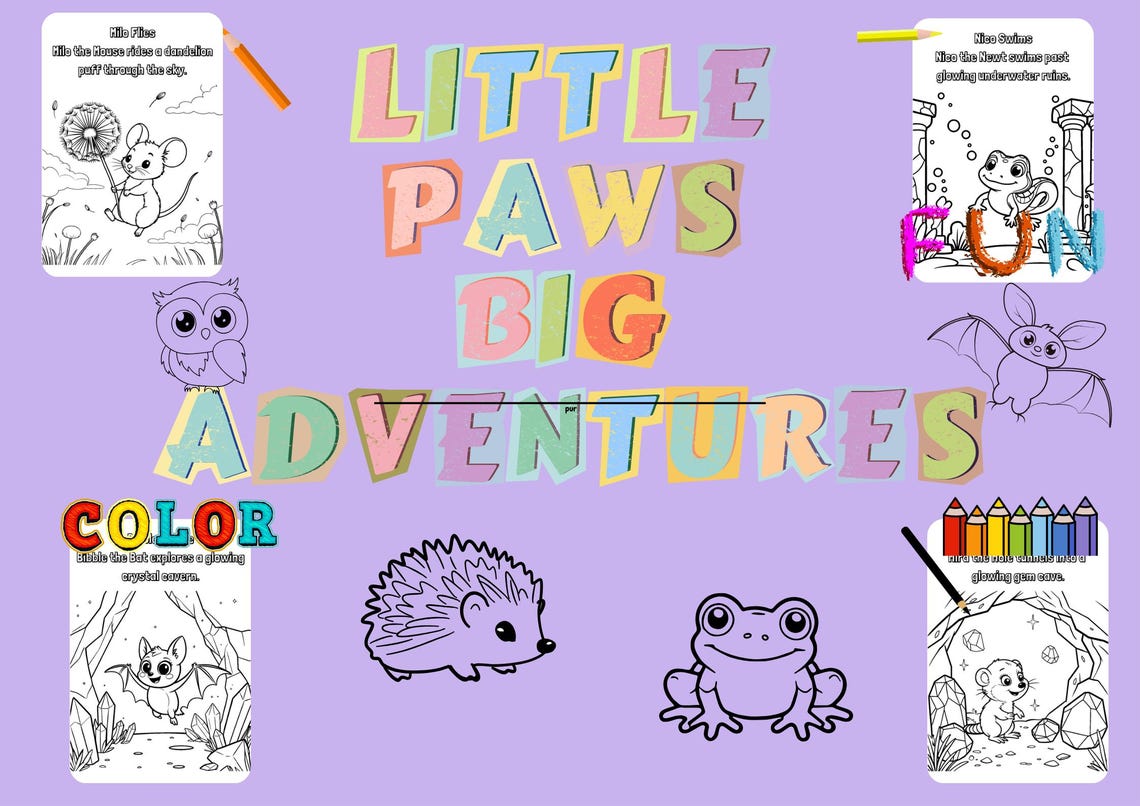 Printable Animal Coloring Book, Forest Creatures, Digital Download ...