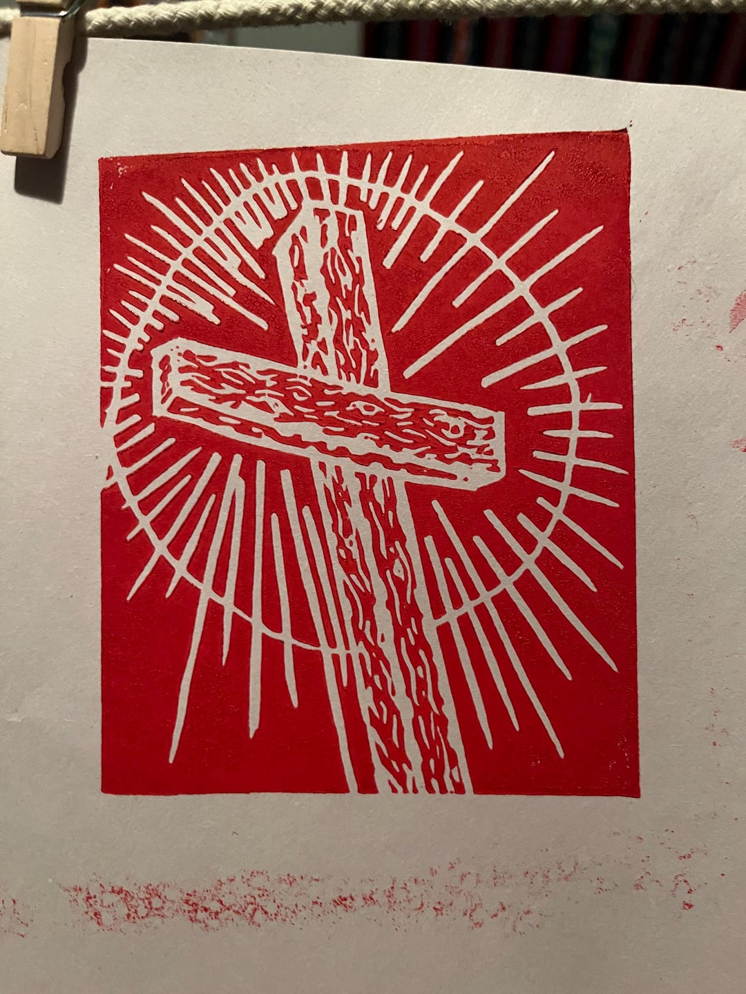 Cross Hand Pressed Linocut Print - Etsy