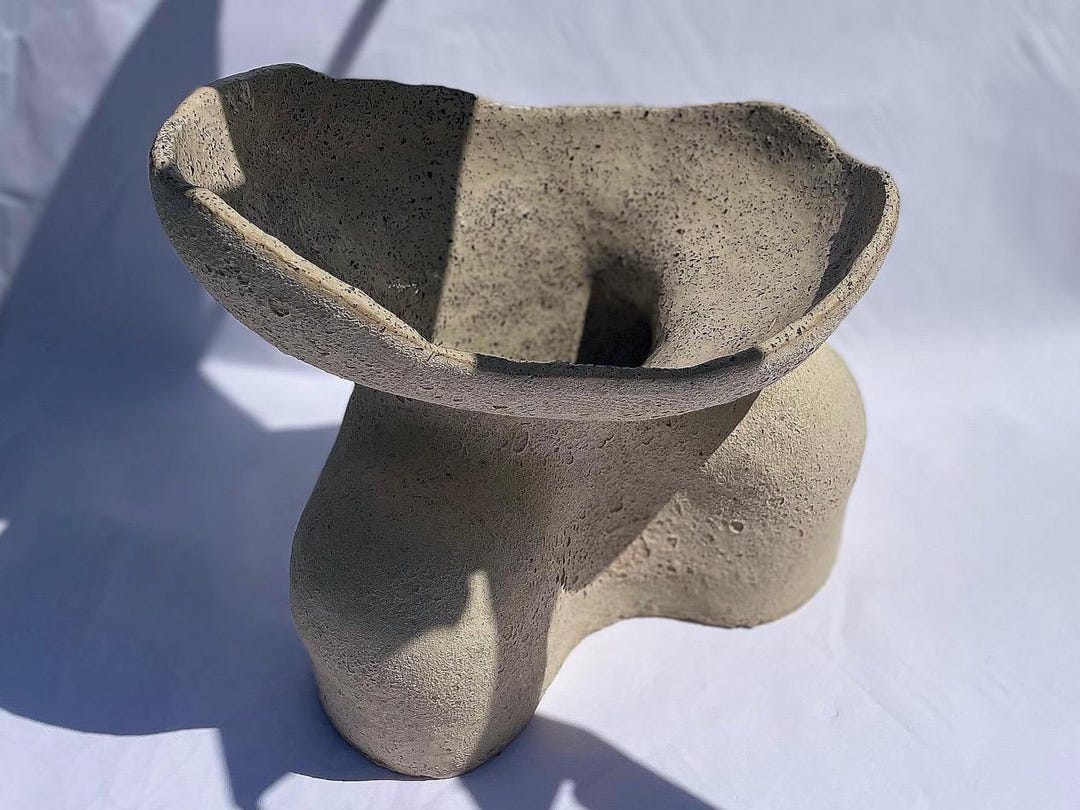 Handbuilt Ceramic Vase – Wabi Sabi Sculptural Pottery – Raw Chamotte ...