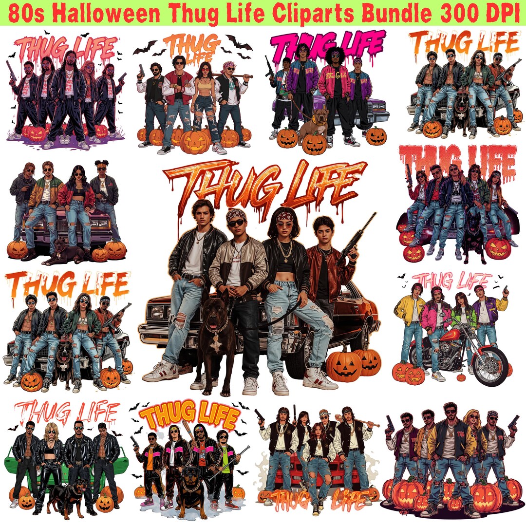 80s Halloween Thug Life PNG Bundle – Totally 80s Theme PNG, Retro Thug ...