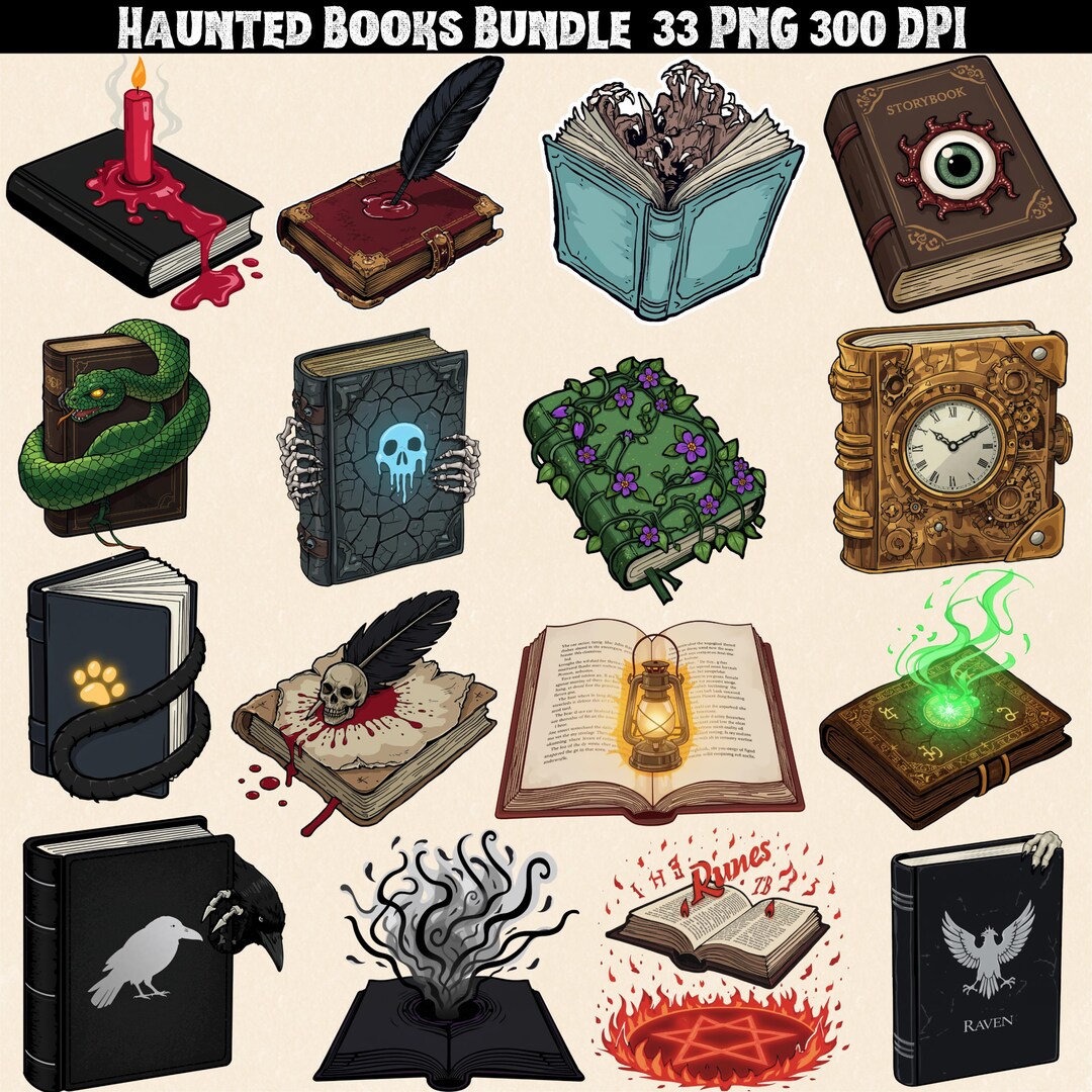 Haunted Books PNG Clipart Bundle – Halloween Books PNG, Ghost Book PNG ...