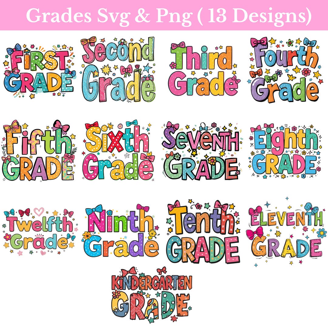 All Grades Png and Svg Bundle | Teacher PNG | Back to School Clipart ...