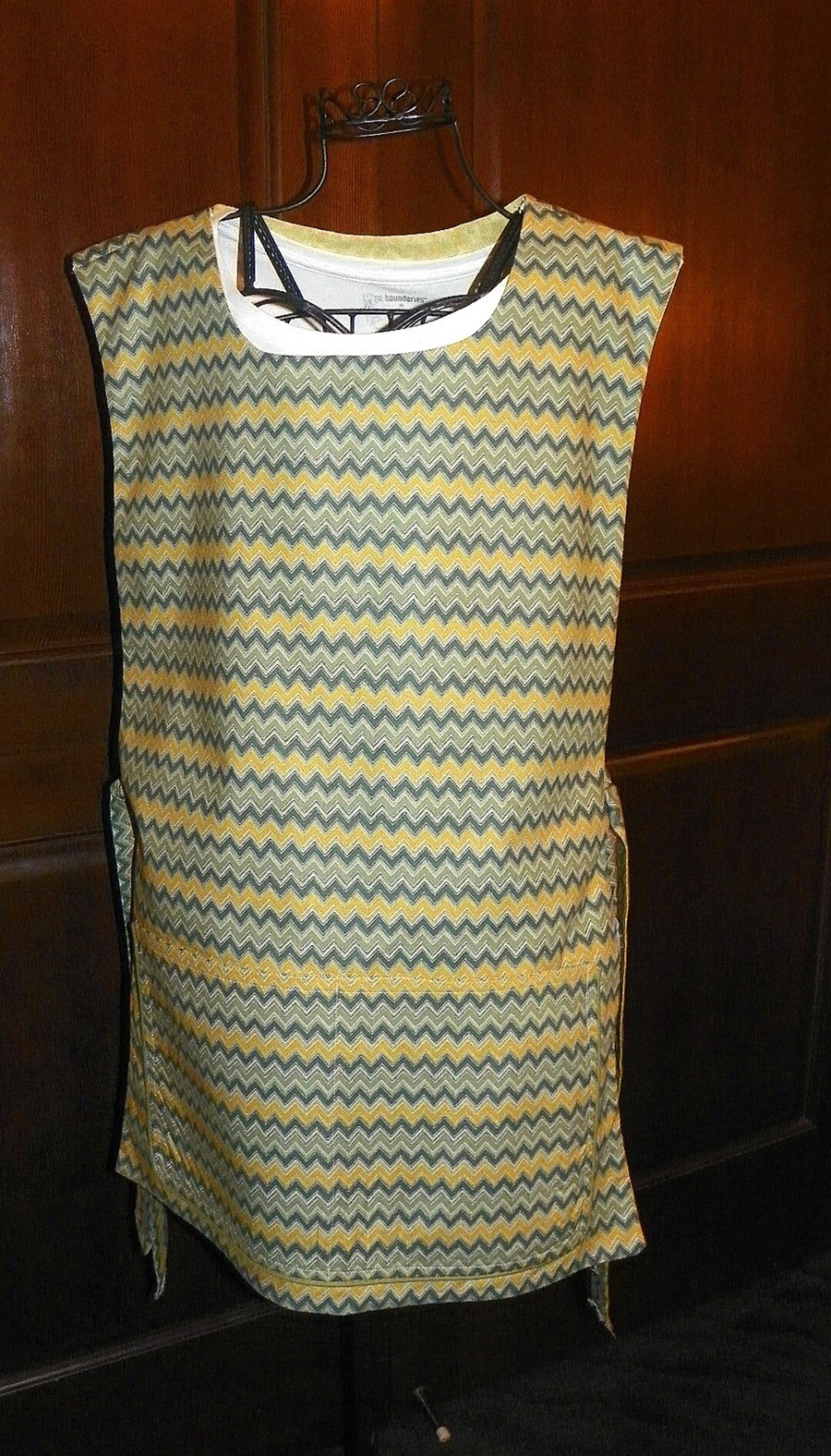 Kitchen Cobbler Lined Apron Smock Green and Gold Chevrons Handmade for ...