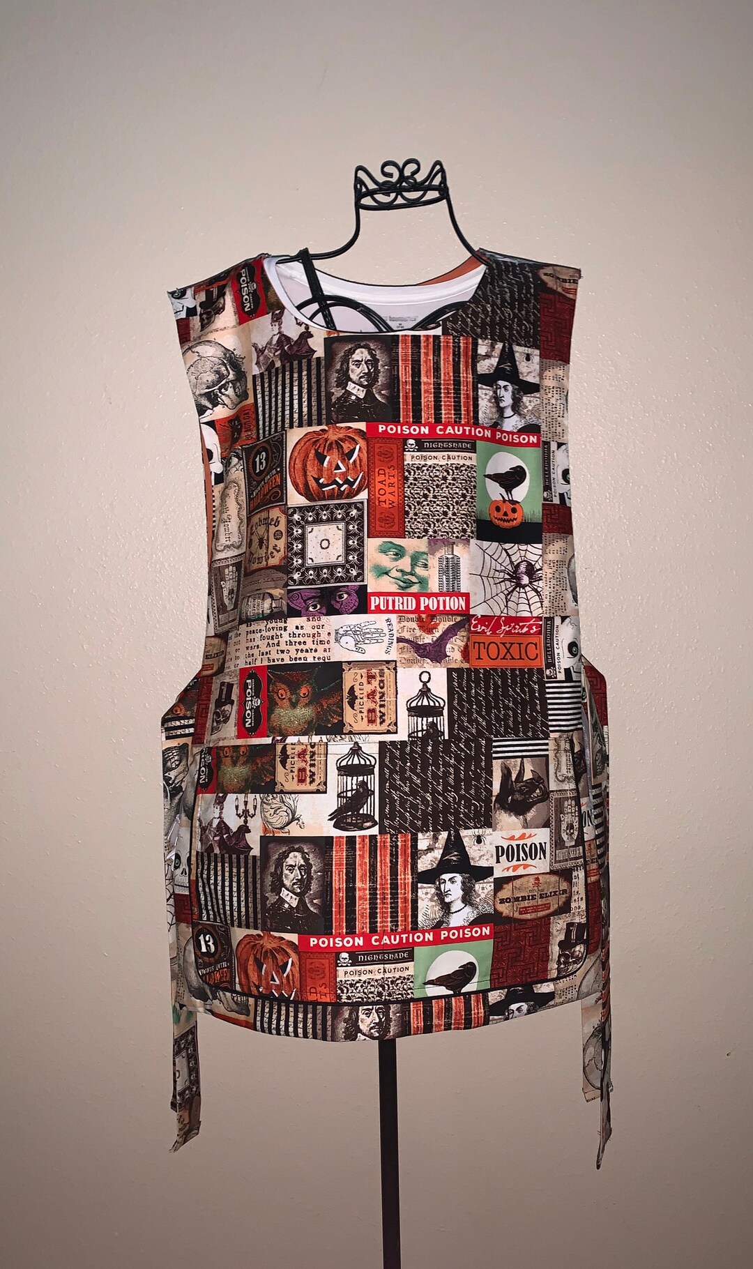 Kitchen Cobbler Lined Apron Smock Halloween Cautions Handmade Kitchen ...