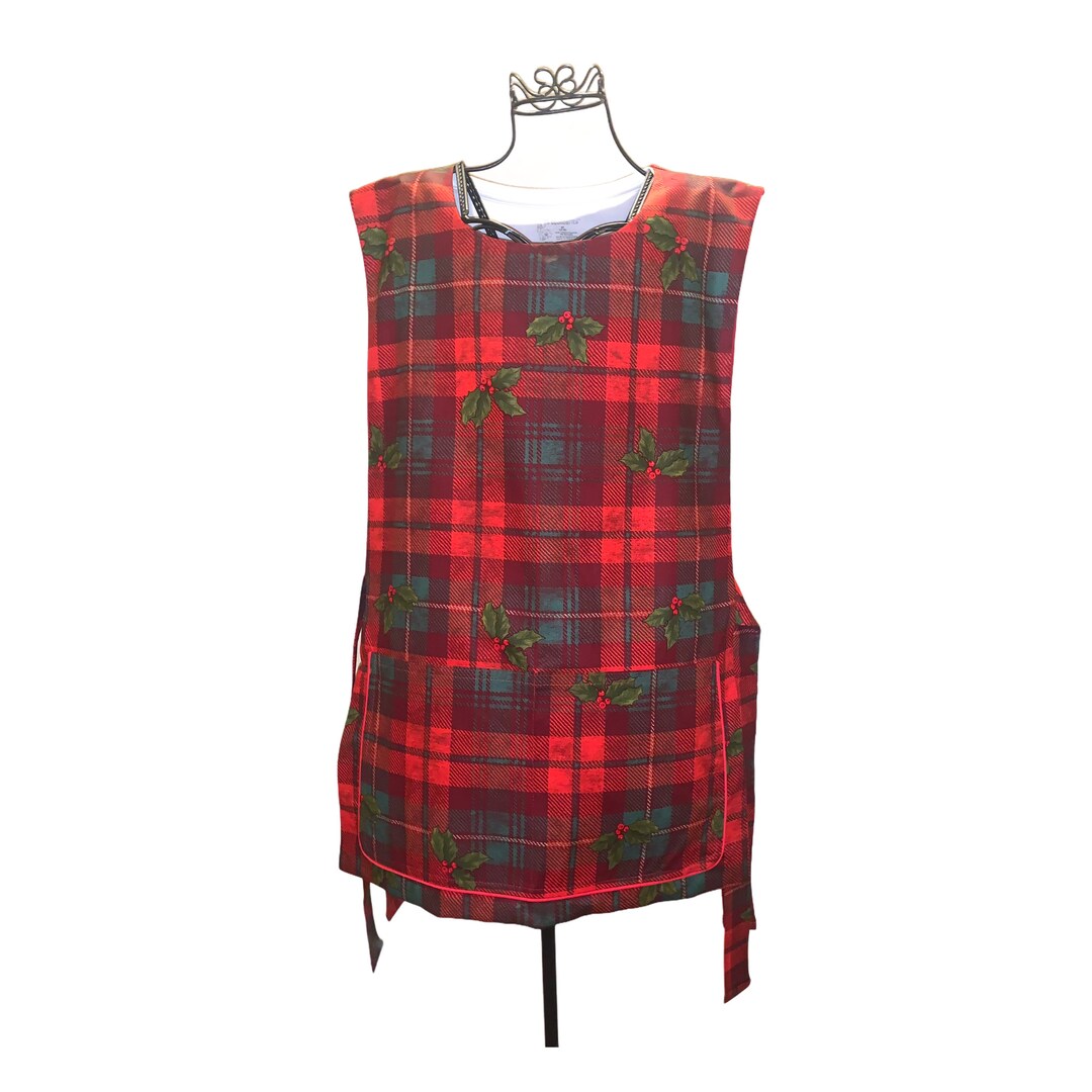 Seasonal Beauty Large Plaid With Holly Lined Cobbler Apron for a ...