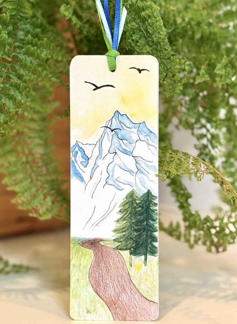 Hand Painted One of a Kind Mountain Path Color Bookmark - Etsy
