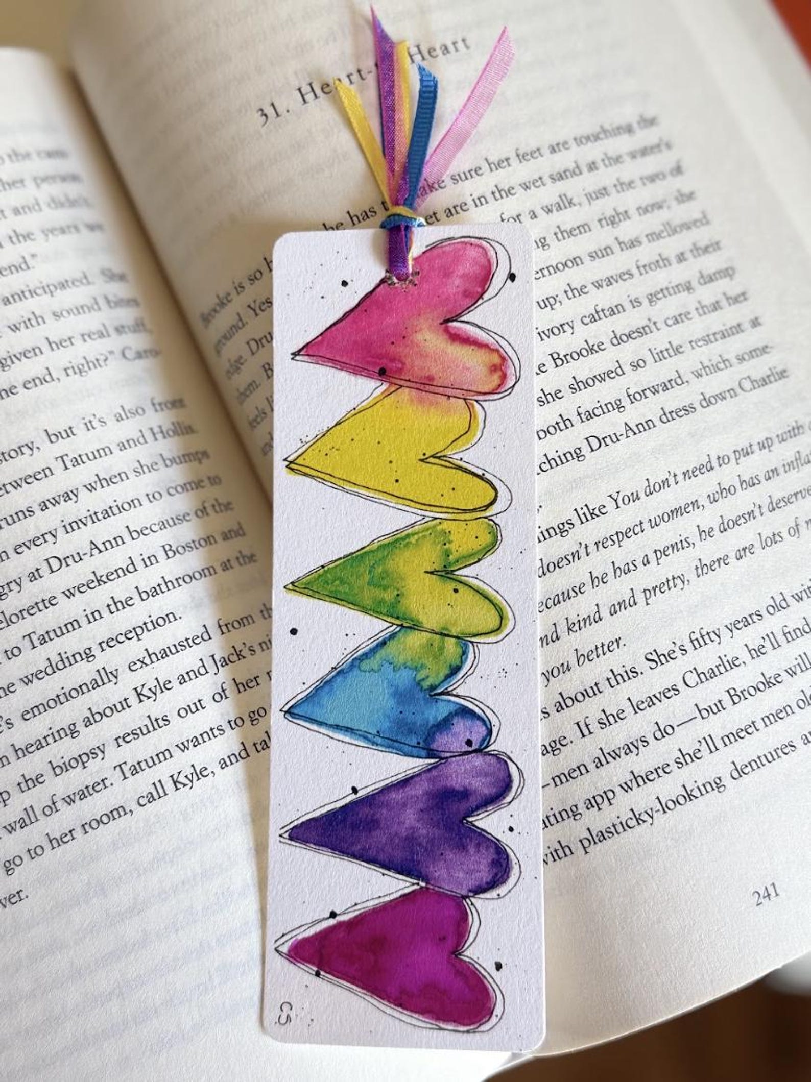 Hand Painted One of a Kind Rainbows Hearts Water Color Bookmark - Etsy