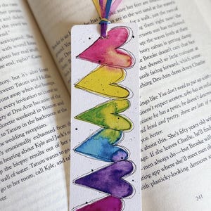 Hand Painted One of a Kind Rainbows Hearts Water Color Bookmark - Etsy