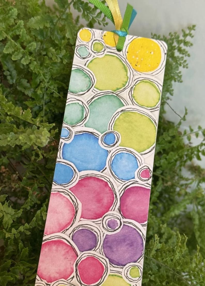 Hand Painted One of a Kind Colorful Bubbles Water Color Bookmark - Etsy
