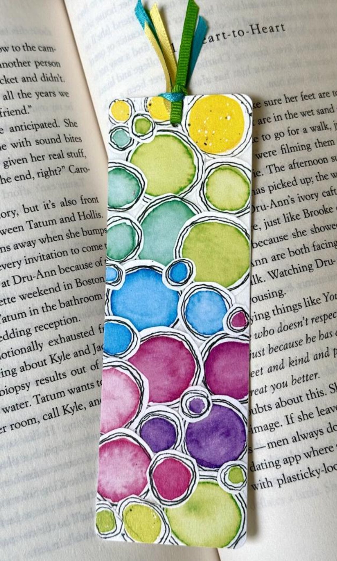 Hand Painted One of a Kind Colorful Bubbles Water Color Bookmark - Etsy