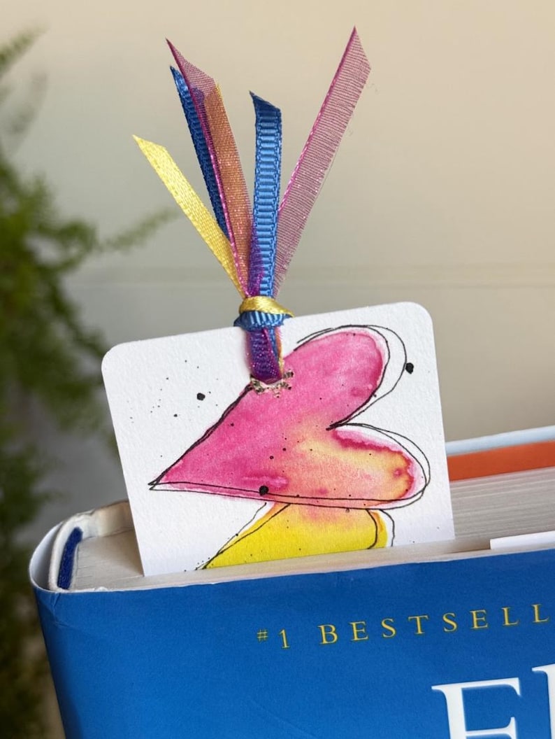Hand Painted One of a Kind Rainbows Hearts Water Color Bookmark - Etsy