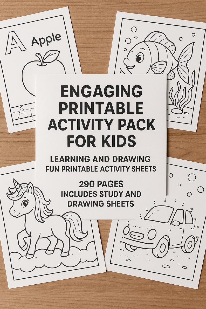 Fun and Educational Kids' Coloring Pages Bundle|printable Sheets for ...