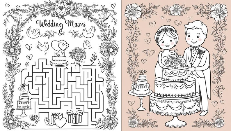 Kids Wedding Coloring Book & Activities | Printable Wedding Favors for ...