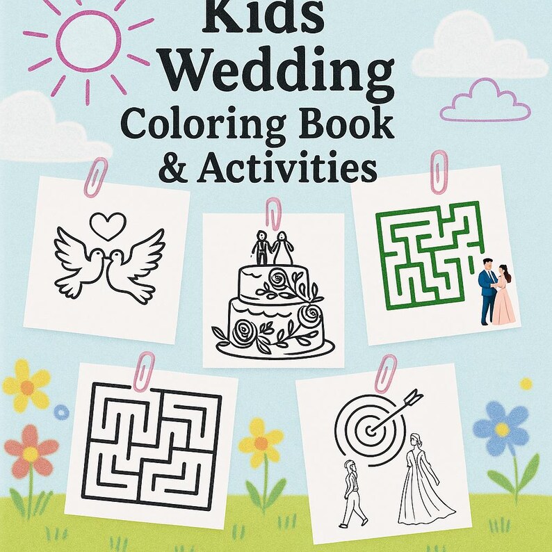 Kids Wedding Coloring Book & Activities | Printable Wedding Favors for ...