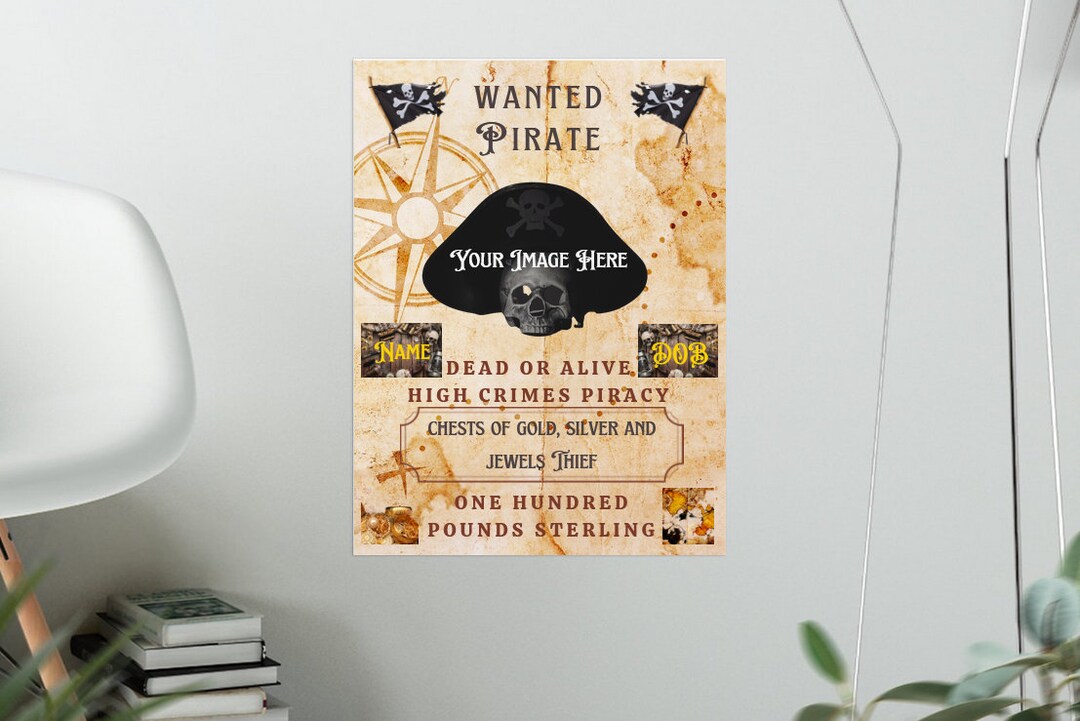 Pirate Wanted Image Poster Print - Etsy