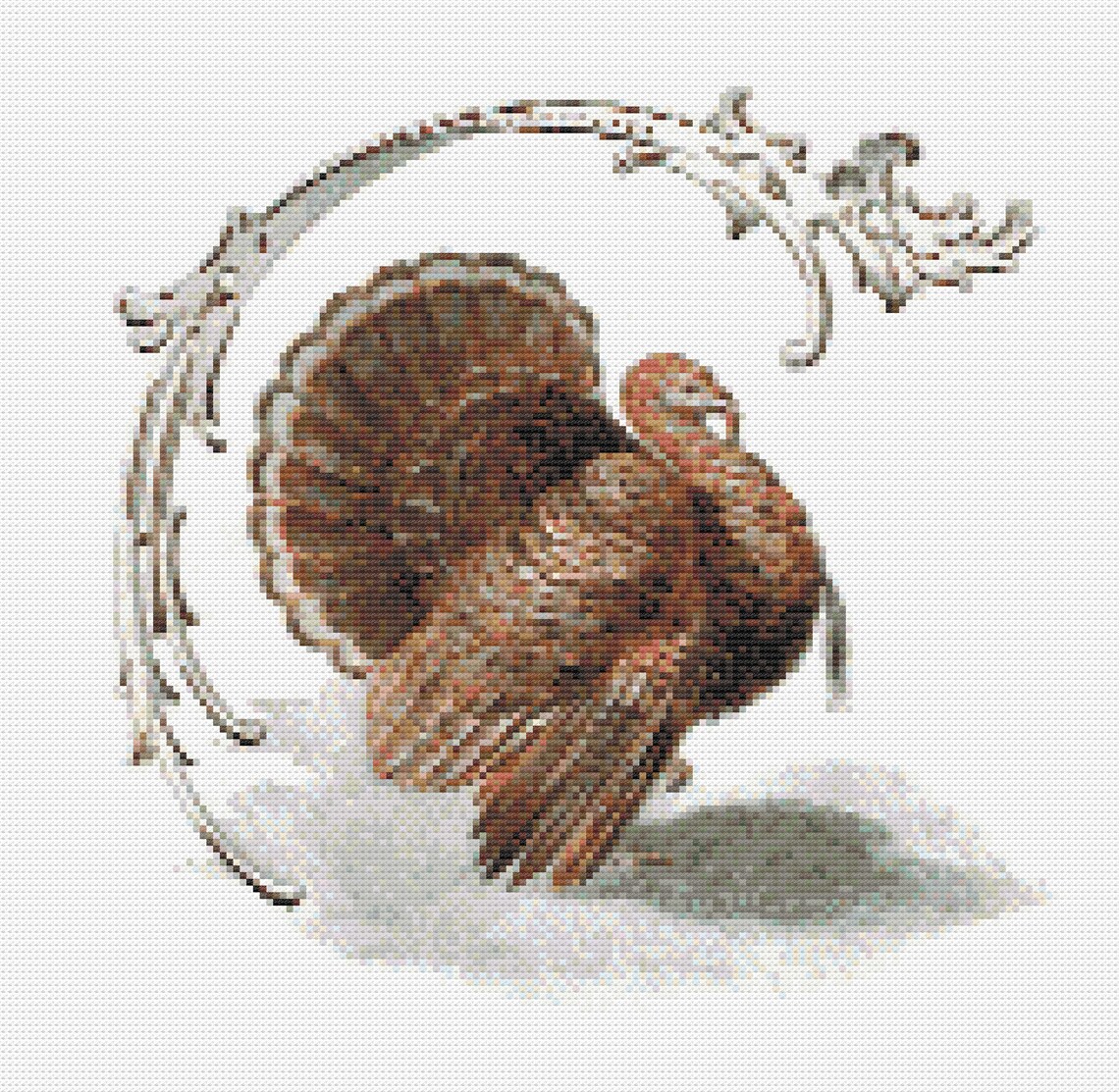 Turkey Cross Stitch Pattern - Autumn Fun! Easy DIY Project - Etsy